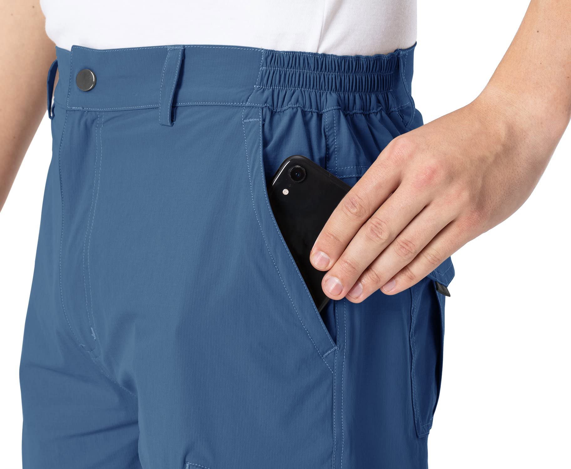 Rdruko Men's Hiking Cargo Shorts 9" Quick Dry Lightweight Travel Work Casual Shorts with Zipper Pockets Pockets(Denim Blue, US 34)