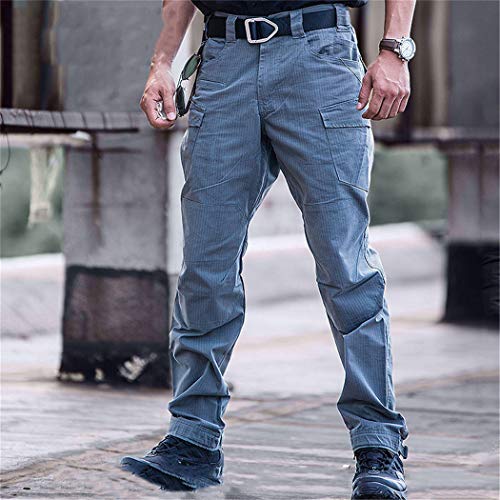 MNXOIA Waterproof Tactical Military Pants Men Special Army Combat Cargo Pants Multi Pocket Rip-Stop Cotton Trousers Gray XXL