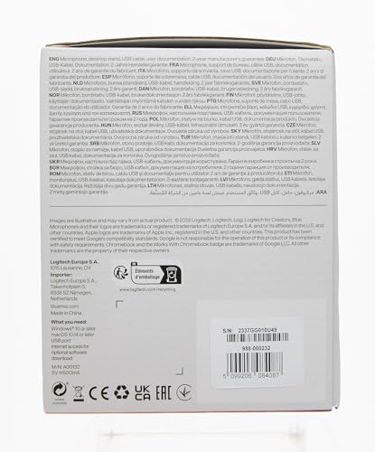 Logitech for Creators Blue Yeti USB Microphone for Gaming, Streaming, Podcasting, Twitch, YouTube, Discord, Recording for PC and Mac, 4 Polar Patterns, Studio Quality Sound, Plug & Play-Midnight Blue