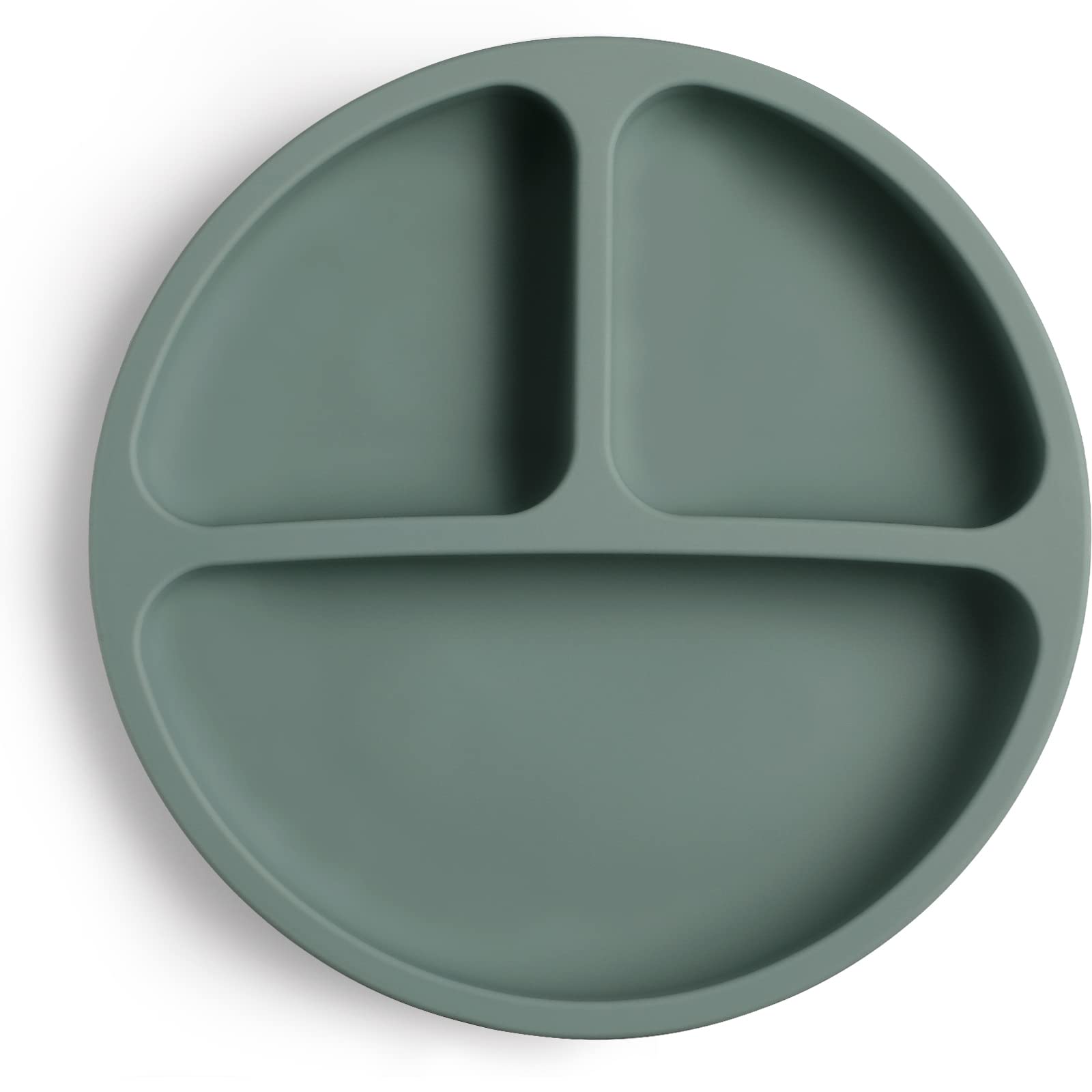 VITEVER Suction Plate with Lid for Toddler, Baby & Kid, 100% Food-Grade Silicone, Divided Design, Microwave & Dishwasher Safe - Cambridge Blue