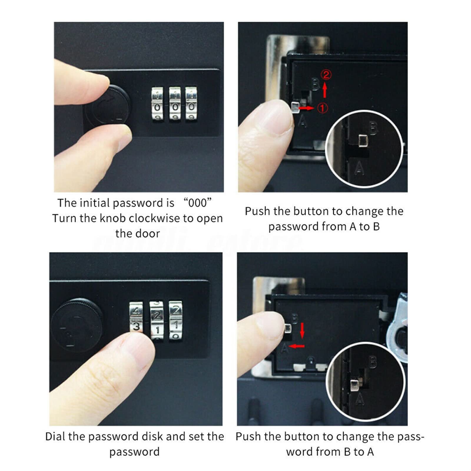 RORUN Small Safe Combination Lock Password Resettable Code Home Key Safe Box Storage Cabinet Organizer Car Indoor Outdoor Wall Mounted Lockable