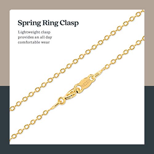 KEZEF 18Kt Gold Chain Necklace for Women, 1.3mm Silver Cable Chain, 16 Inch, with Spring-Ring Clasp, Italian Made