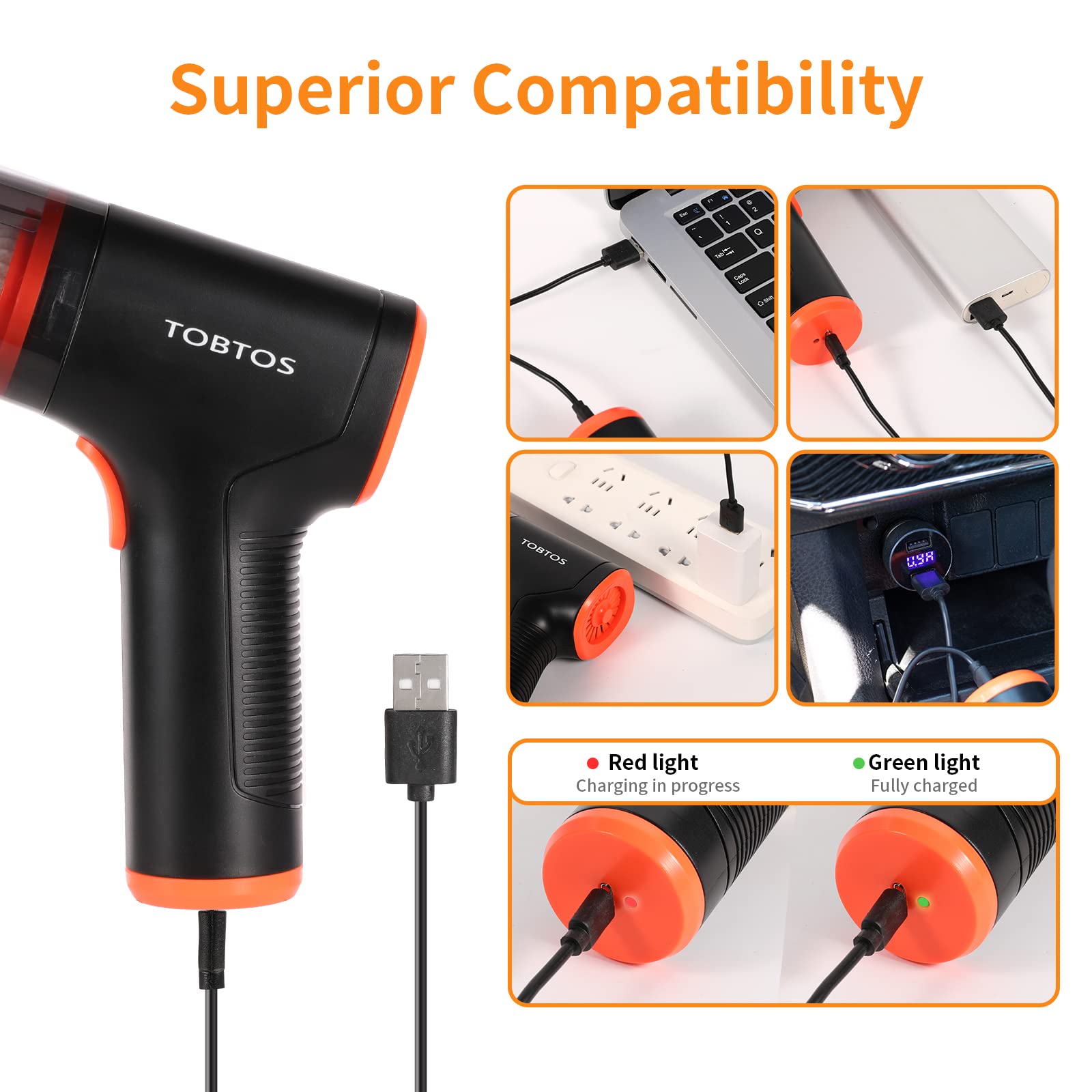 TOBTOS Computer Vacuum Cleaners, Cordless Computer Cleaner, USB Rechargeable Compressed Keyboard Cleaner for Car, Computer Keyboard, Home and Office Dust Cleaning…