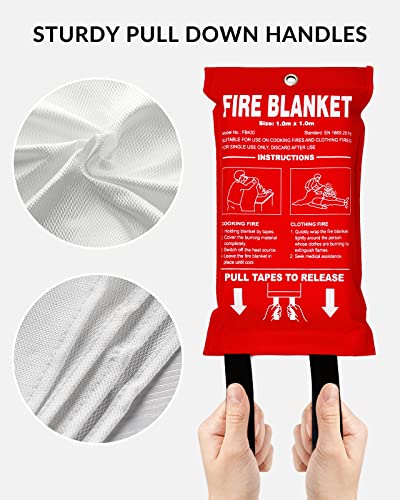 SITERWELL Fire Blanket, Fiberglass Fire Suppression Blanket for Emergency Surival,Emergency Blanket with Heat Insulation, Survival Blanket for Home, Grill, Car, Boat,4-Pack