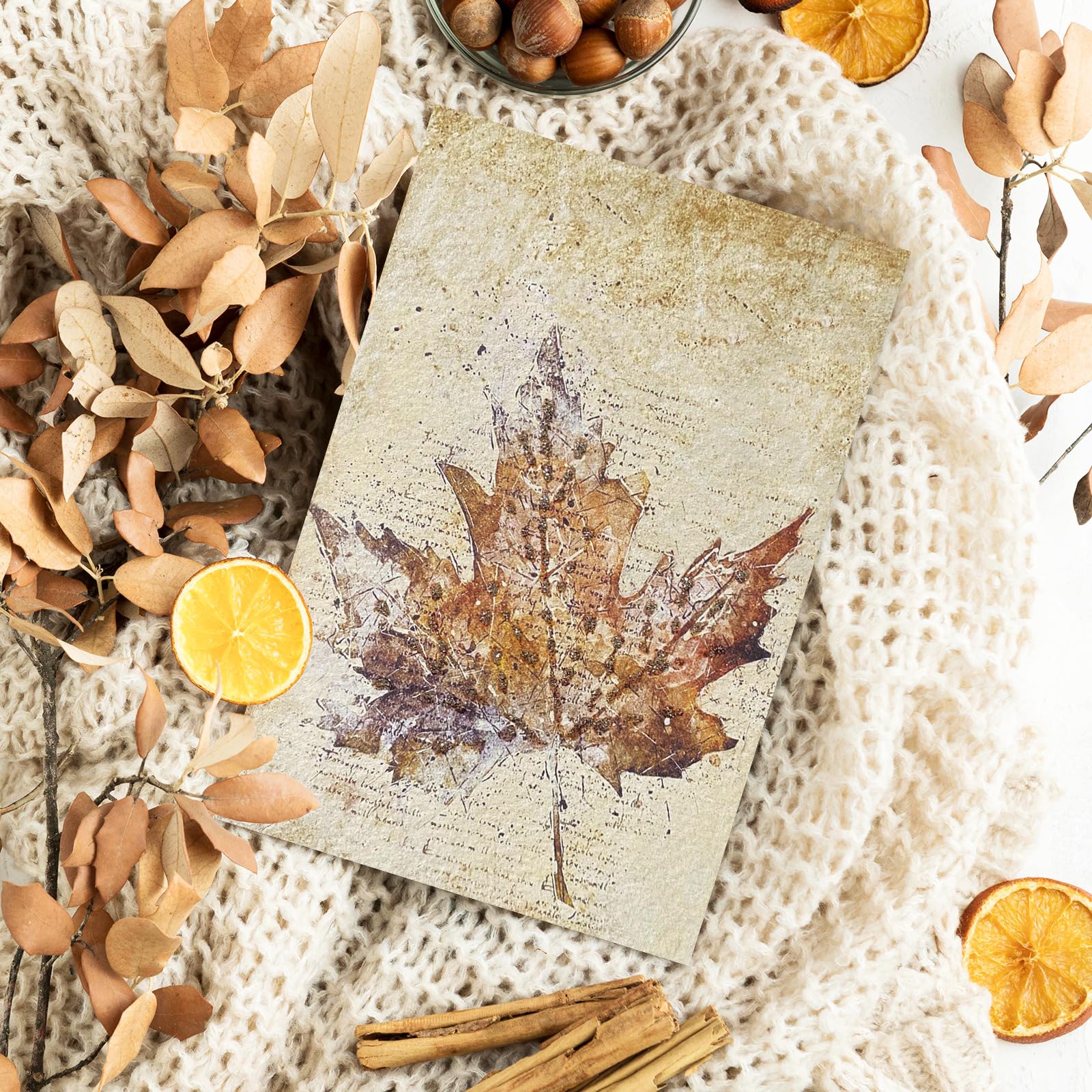 Whaline 32 Pack Fall Leaves Thank You Cards Vintage Maple Leaf Pumpkin Greeting Cards with Envelope Stickers Blank Note Cards for Autumn Harvest Thanksgiving Holiday, 4 x 6 Inch