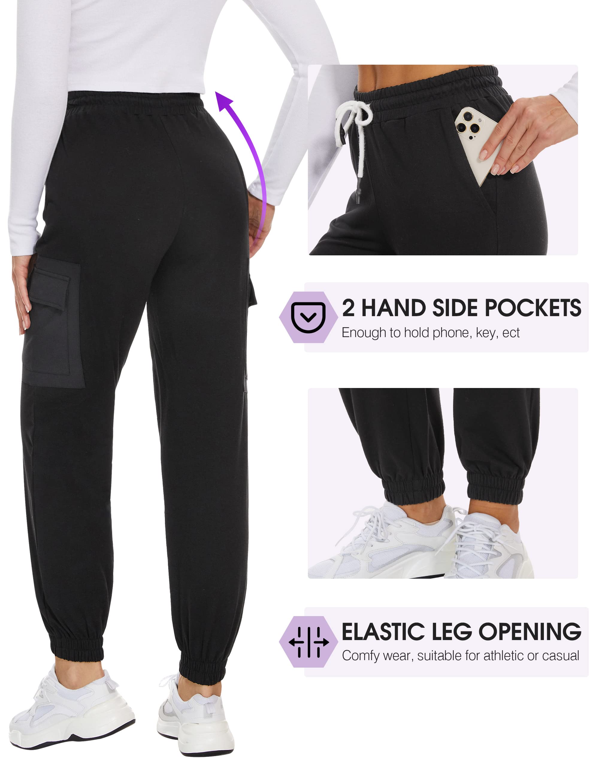SPECIALMAGIC Cargo Sweatpants for Women with Pockets Cotton Soft High Waisted Jogger Sweat Pants Loose Fit Workout Active