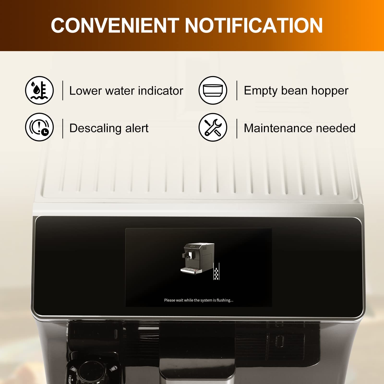 Mcilpoog Super Automatic Espresso Coffee Machine,Fully Automatic Espresso Machine With Grinder, Easy To Use Touch Screen Coffee Maker with Milk Frother.16 Coffee Recipes.(WS-203 Red)