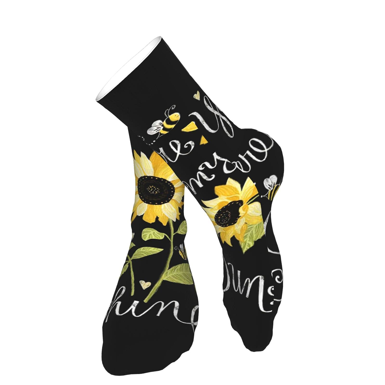 NDZHZEO Crew Socks For Women Men Sport Athletic Cushion Novelty With Moisture Wicking Sunflower Performance Socks
