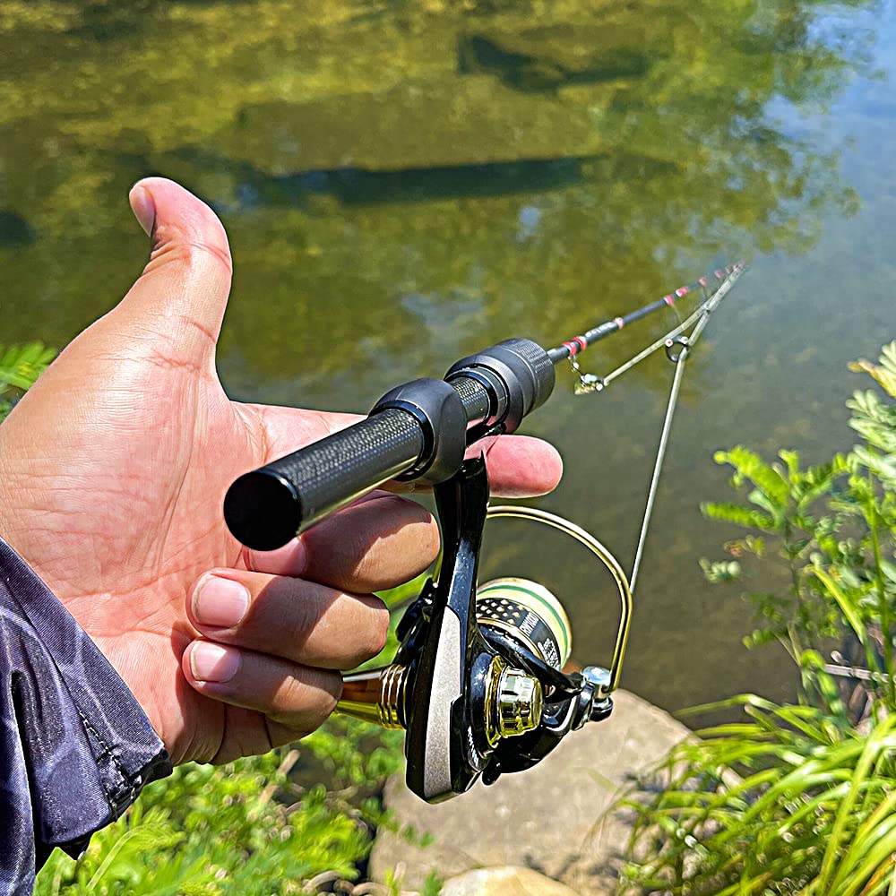 Rosewood DarkLight Short Carbon Handle Ultra Light Spinning Fishing Rod UL Casting Rod Ultralight Portable Rods for Streamer Fishing (1.55m Casting Rod)