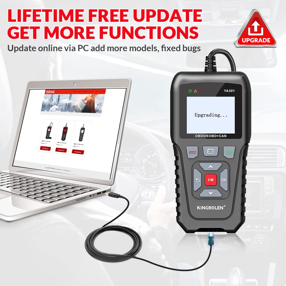 OBD2 Scanner,Car Code Reader Check Engine Light Auto OBD-II CAN Diagnostic Scan Tool with Live Data,10 OBDII Test Modes, Lifetime Free Upgrade (YA-301). Black
