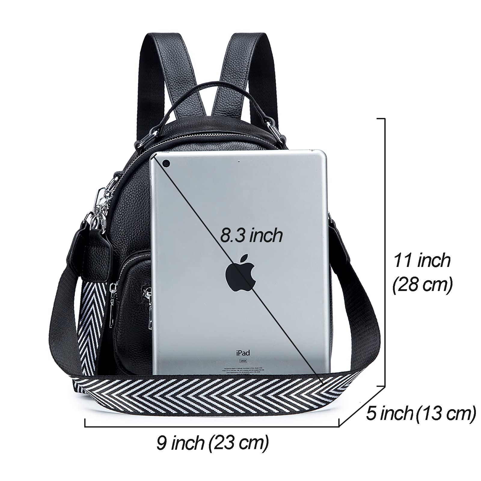SENLANY Small Backpack Purse for Women Genuine Leather Stylish Convertible Satchel Handbags with Detachable Shoulder Strap Black Classic