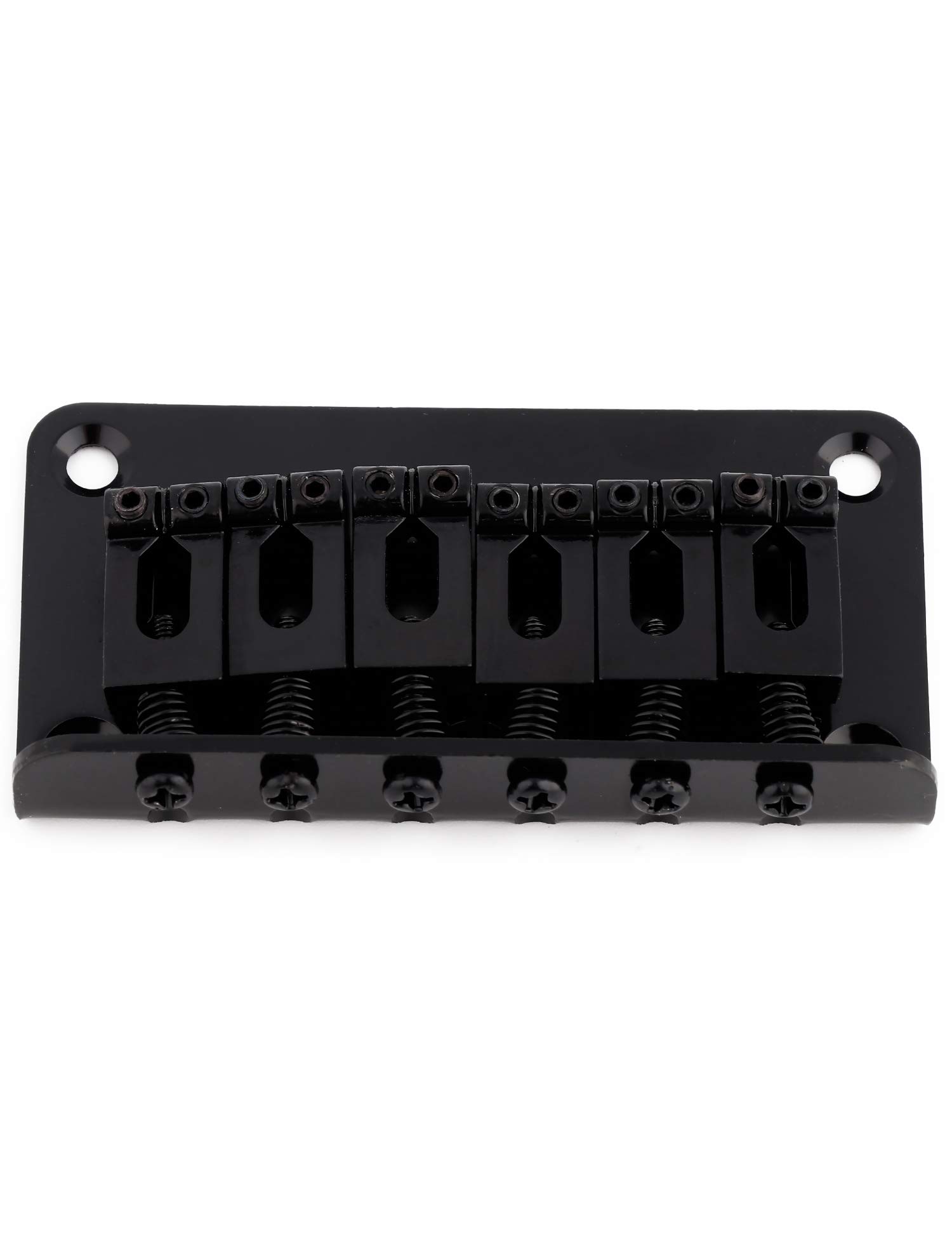 Metallor Top Load Guitar Bridge Tailpiece Fixed Hardtail Saddle Bridge Compatible with 6 String Fender Strat Tele Style Electric Guitar Parts Black.