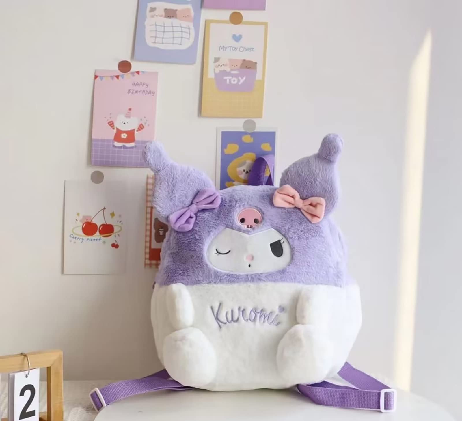 OGOVLL Cartoon Mini Backpack Anime Character Plush Backpack Daily Leisure Package Purple