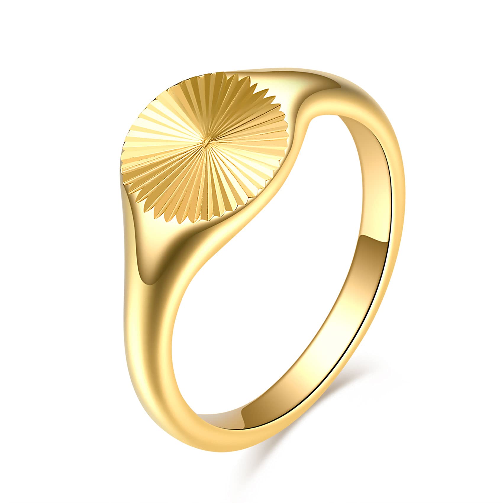 MYNENEY 14K Gold Plated High Polished Stainless Steel Stackable Wedding Rings for Women Ins Jewelry Gift (Cute Cuff Ring, 7)