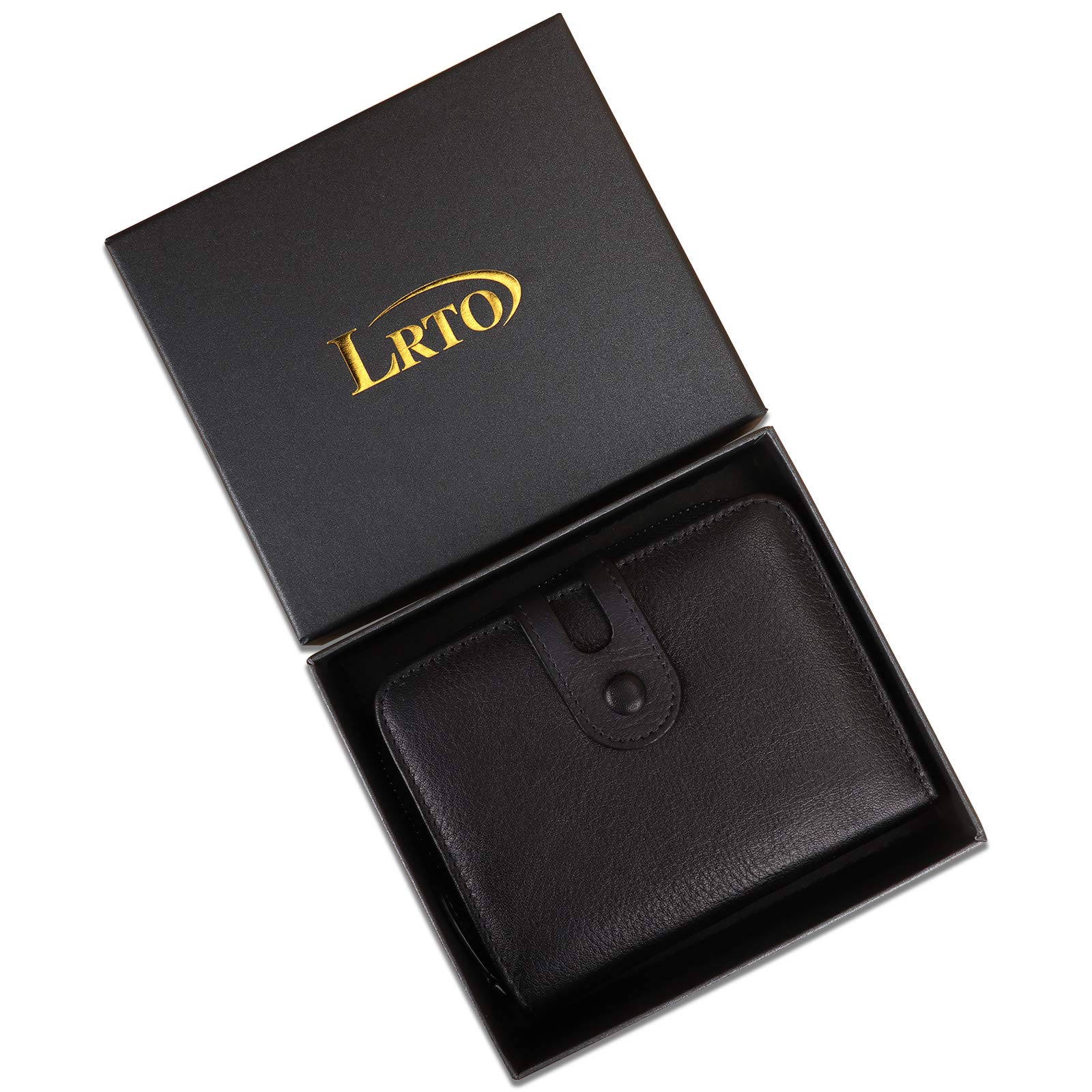 LRTO Genuine Leather Small Purse Wallet for Women RFID-Blocking Handmade Clutch Wallets Money Clip Card Case Organizer Coin Pouch (Brown)