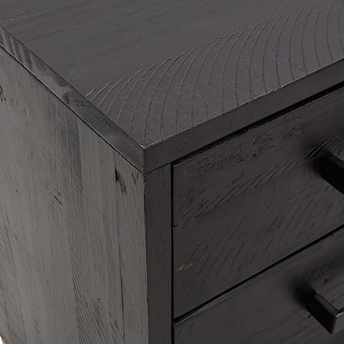YAFF Bedside Cabinet Black 15.7"x11.8"x21.7" Solid Wood Pine