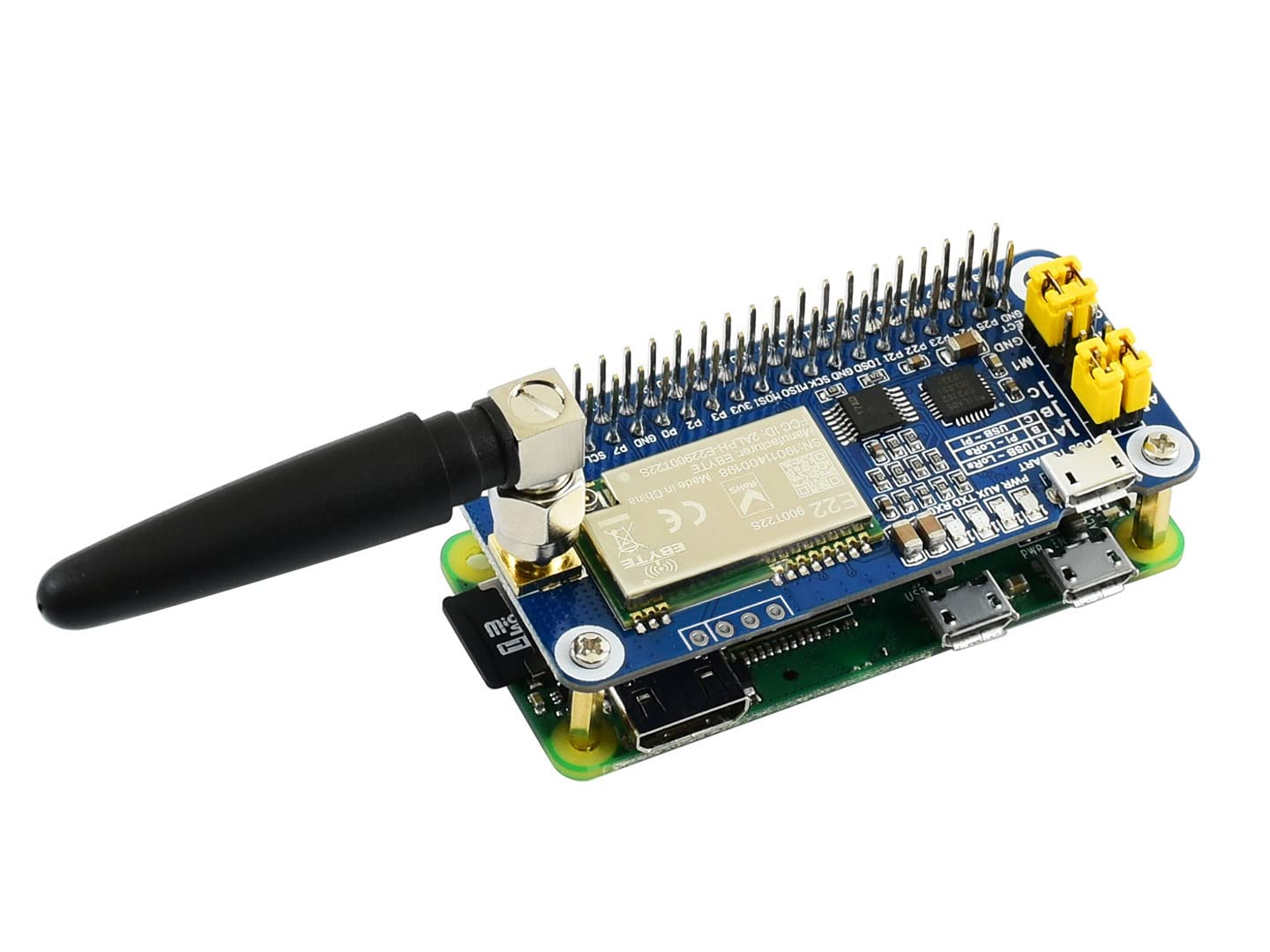 Waveshare SX1262/SX1268 LoRa HAT, Compatible with Raspberry Pi 5/4B/3B/Zero/Zero W/Zero 2W/Pico/Pico W/Pico WH, UART Interface, SX1262 868M LoRa HAT