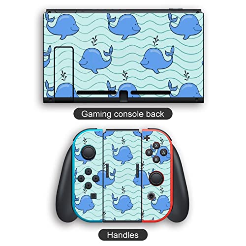 Sea Life Fish Animals Decal Stickers Cover Set Full Wrap Skin for Switch Protection Faceplate Sticker for Switch