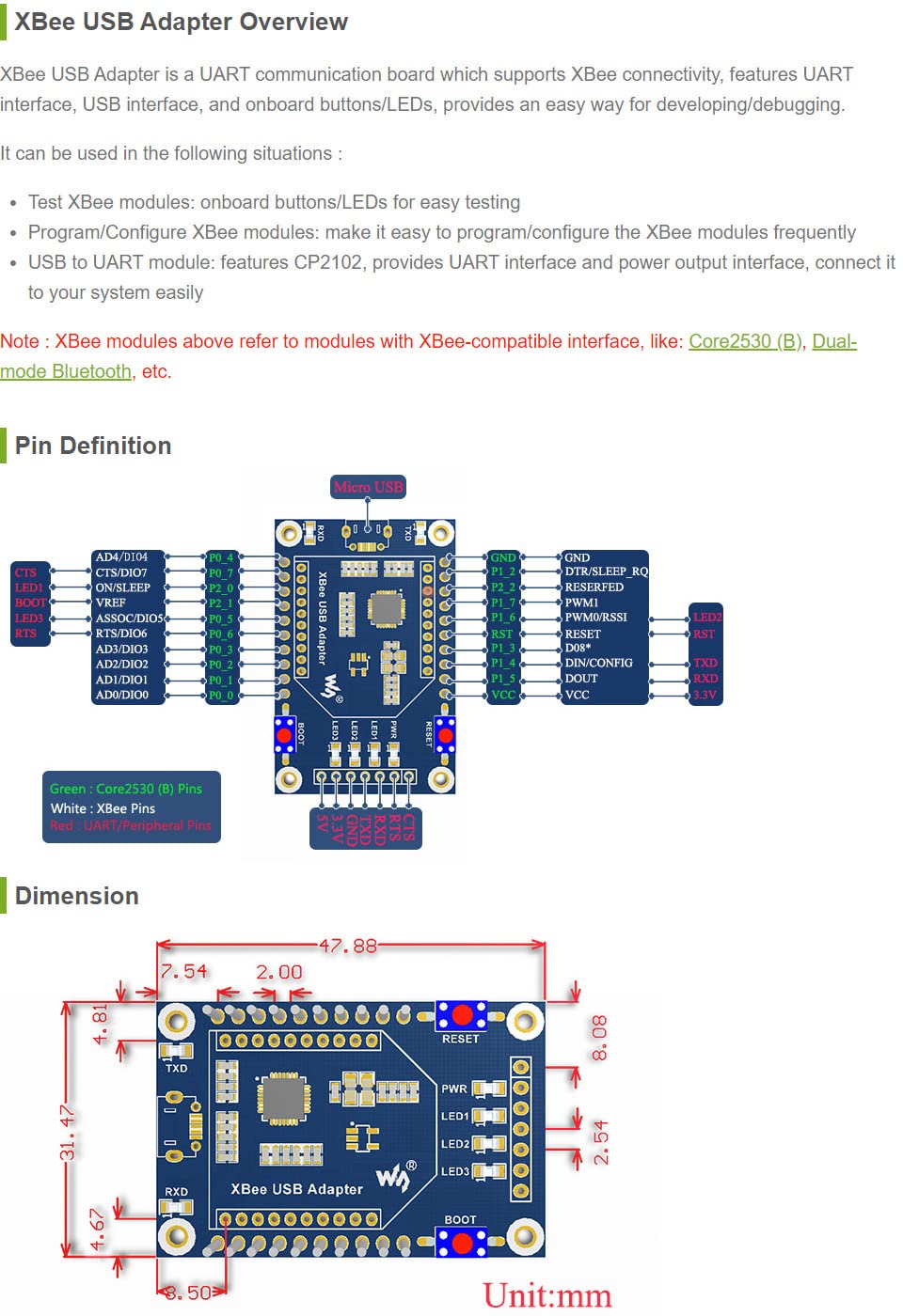 Waveshare UART Communication Board Supports XBee Connectivity