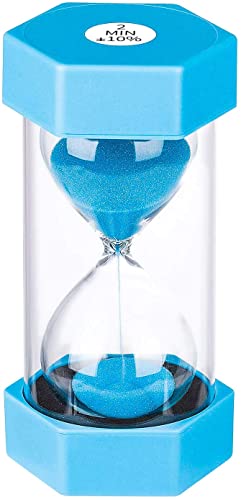 Sand Timer 2 Minute Hourglass Timer: Colorful Sand Clock 2 Minute, Small Blue Sand Watch 2 Minute, Plastic Hour Glass Sandglass Timer for Kids, Games, Decorative, Classroom, Kitchen,Toothbrush Timer