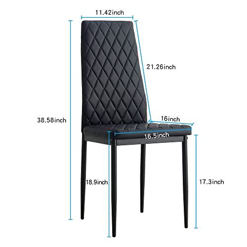 LIADTOP Set for 4, PU Leather Set of 4 Living, Modern Upholstered Side Chairs with Stable Metal Legs,for Dining Room, Kitchen, Restaurant,Black