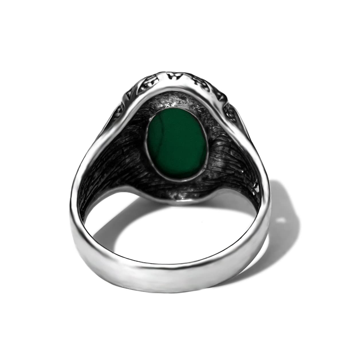 Retro S925 Silver Rings for Men Women,Natural Agate Onyx Stone Ring,Vintage Green Turquoise Garnet Turkey Rings,Oval Shaped Gemstone Rings Jewelry, Silver, Agate