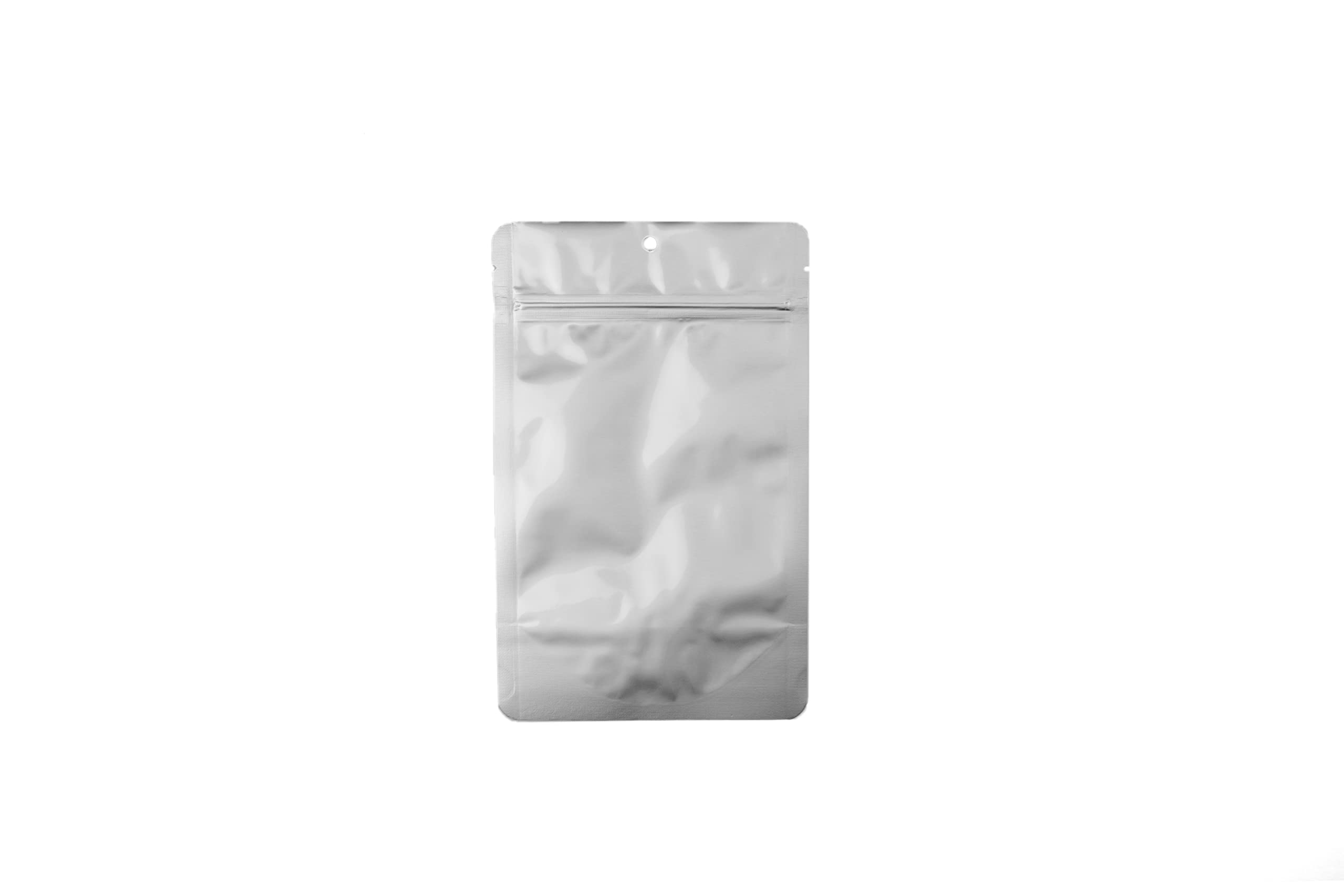 PackFreshUSA: 5 MIL Silver/Clear Stand Up Pouch Bags - Professional Flexible Packaging - Resealable - Seal-Top - Heat-Sealable - Hang Hole - Tear Notch -Medium 5x8.5x3 - 100 Pack