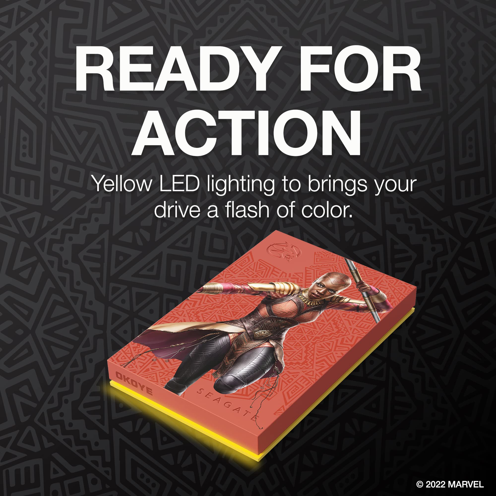 Seagate Okoye SE FireCuda External HDD - USB 3.2, Customizable RGB LED Yellow, Works with PC, Mac, PlayStation, and Xbox, 1-yr Rescue Services (STLX2000403)