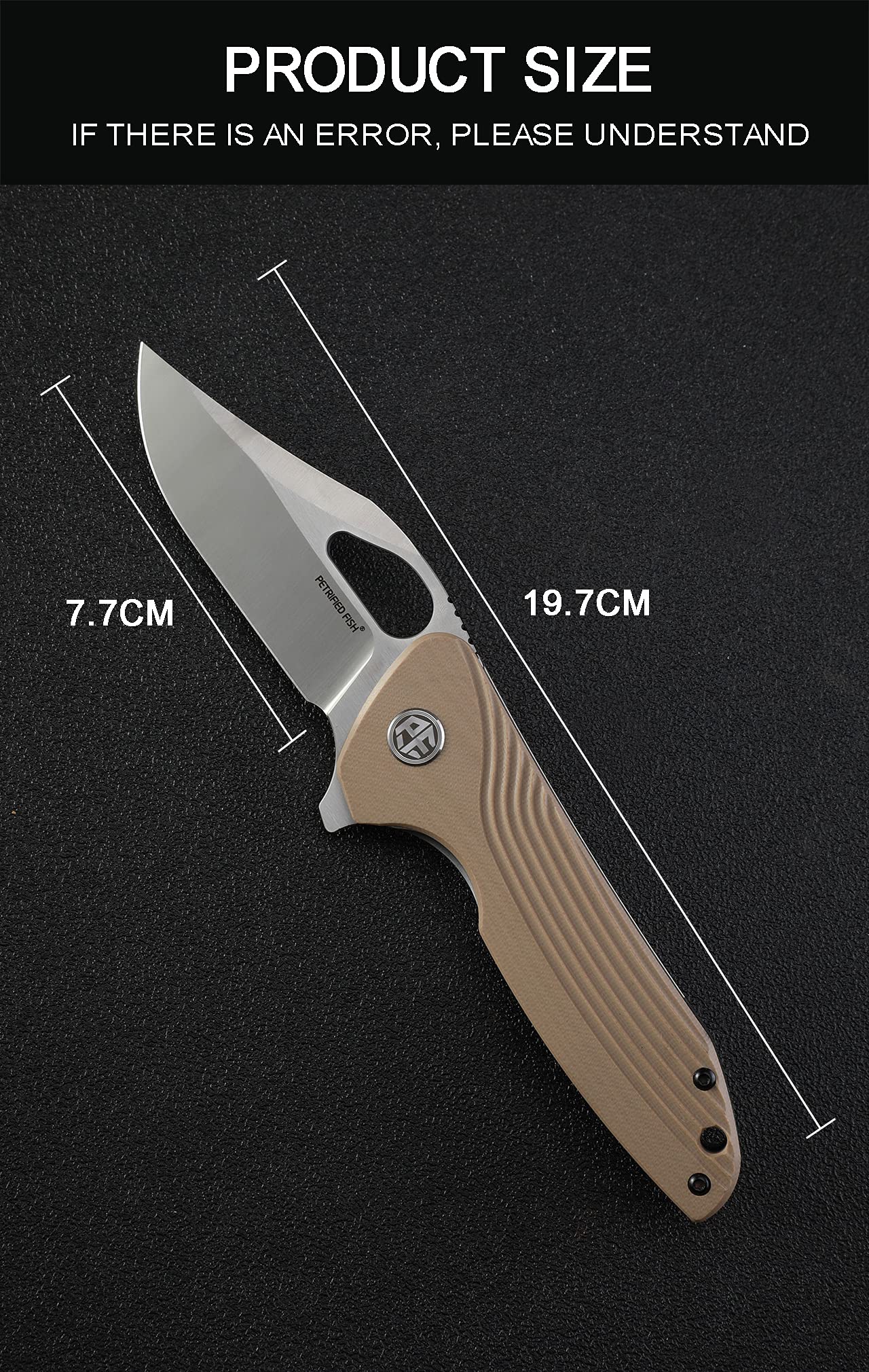 Petrified fish PF999 Original k110 steel blade folding knife ceramic ball bearing G10 handle outdoor camping hunting edc tool (Black)