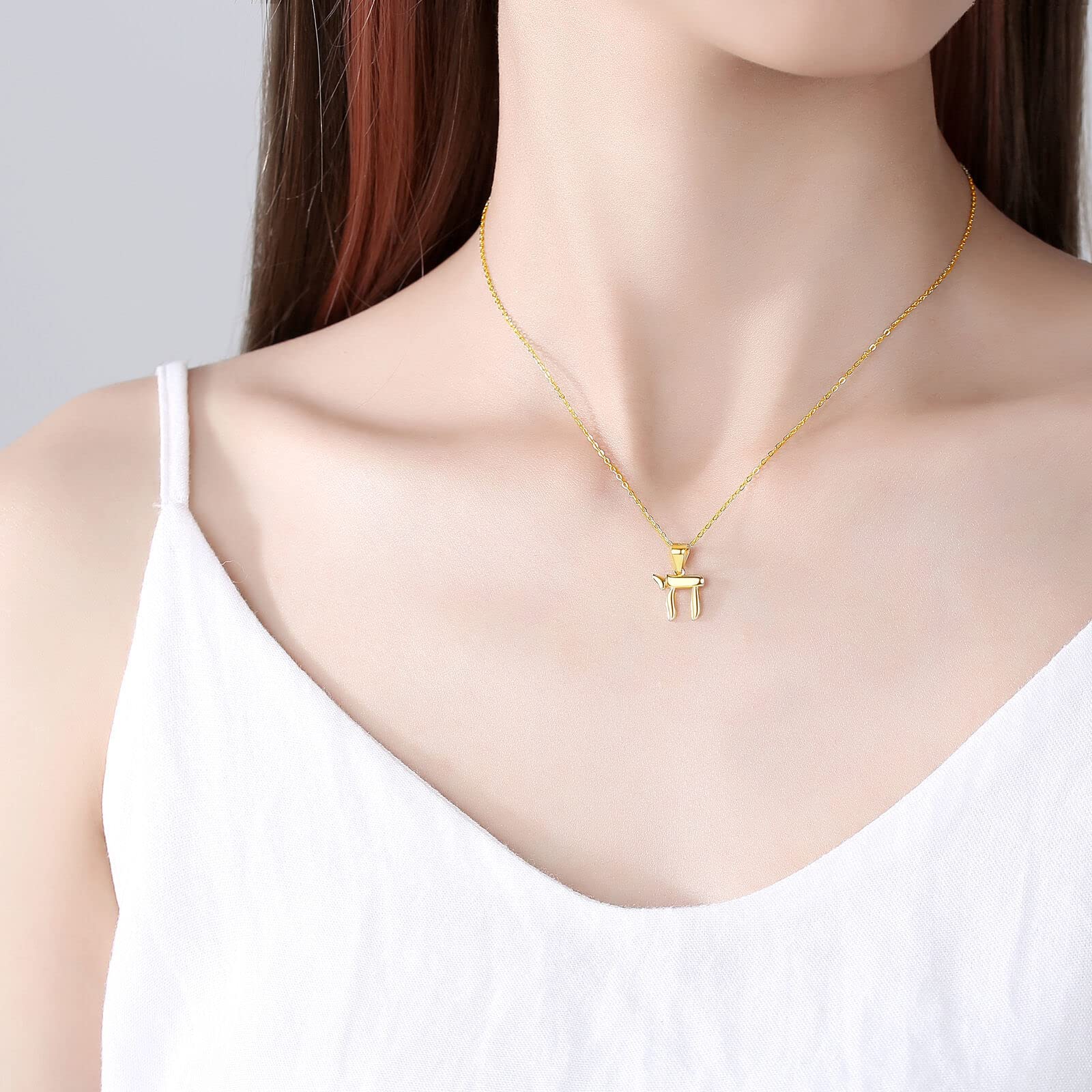 Lavishe 14K Gold Plated 925 Sterling Silver Hebrew Chai Jewish Necklace for Women Plain Finish, 18"