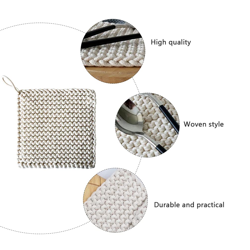OSALADI Japanese Pot Holders Crochet Woven Hot Dishes Pans Mat Weave Cotton Trivets for Hot Dishes Hot Pot Holders ( 19CM )