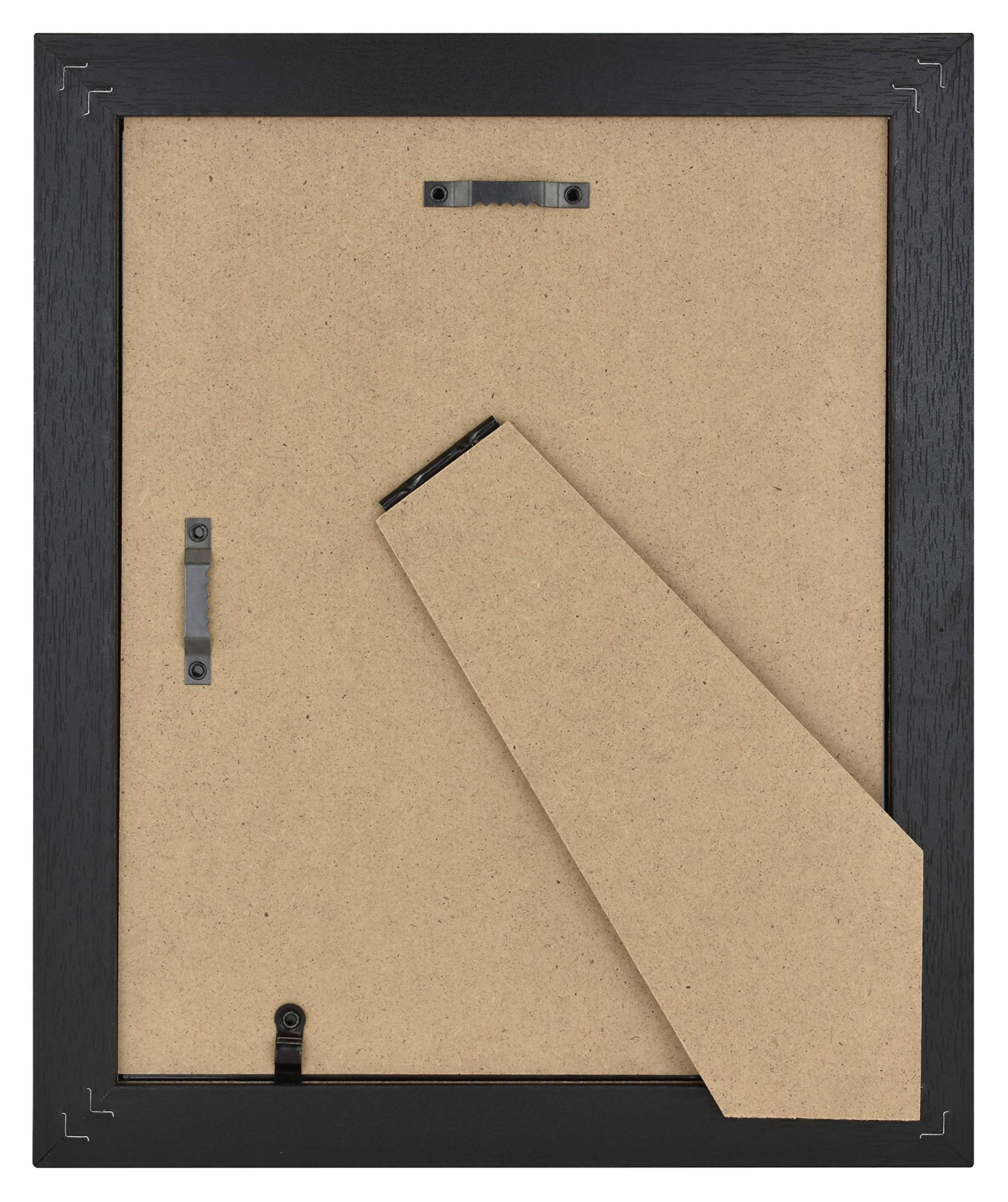MCS Studio Gallery 8x10 Picture Frame Black Woodgrain, Vertical & Horizontal Wall Hanging & Easel for Tapletop Display, Rectangle Photo Frame for Photos, Posters & Art Prints (2-Pack)