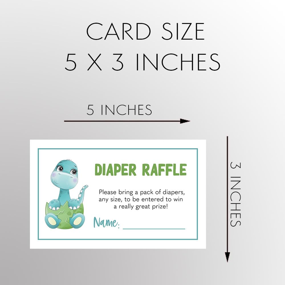 The Invite Lady Dinosaur Baby Shower Diaper Raffle Ticket Diaper Wipes Raffle Ticket Insert Request Prize Dino Egg Baby Dinosaurs Boy Blue Green Printed Cards (50 Count)