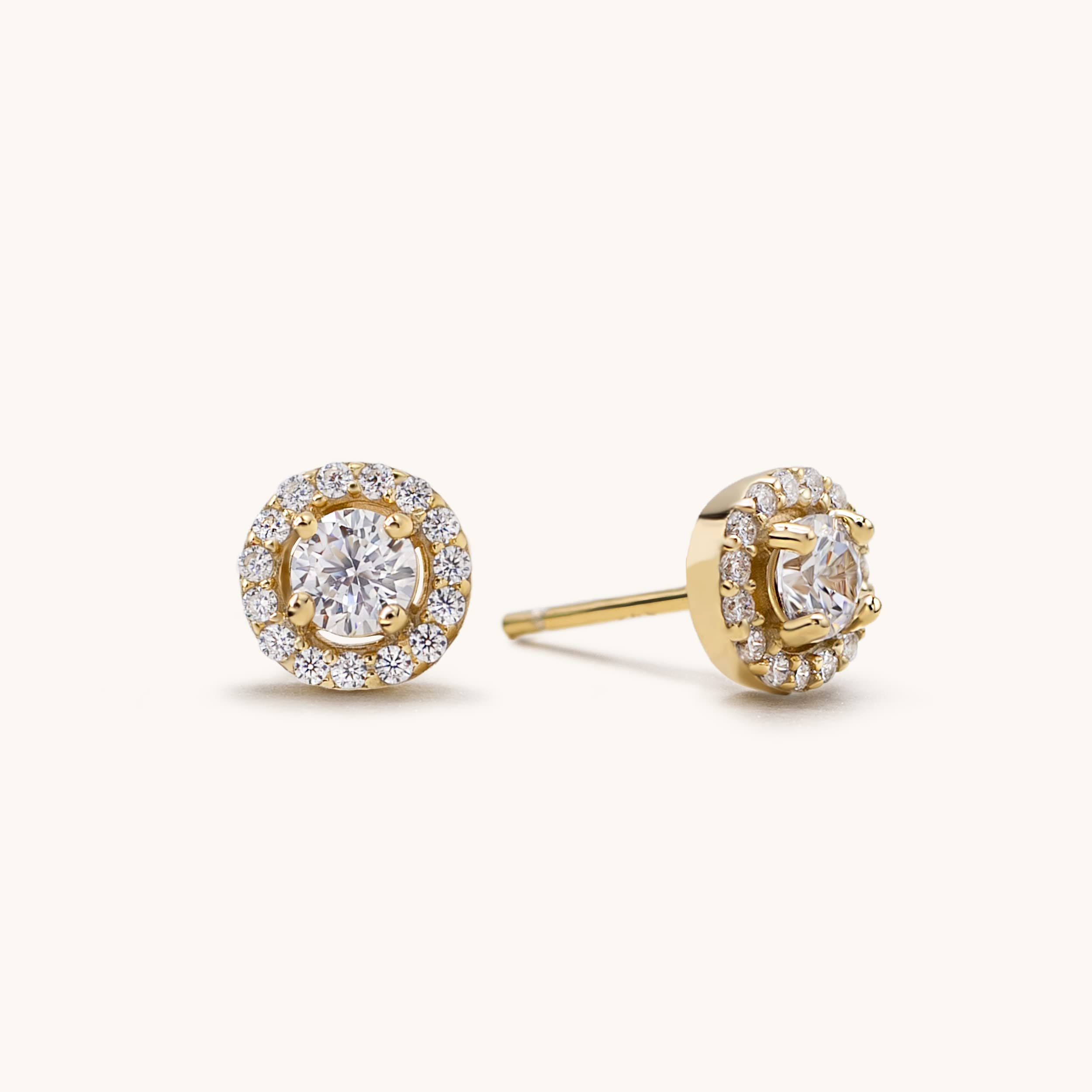 Lavishe Rhodium Plated 925 Sterling Silver Brilliant Cut Cubic Zirconia Round Halo Stud Earrings Center Stone 4mm