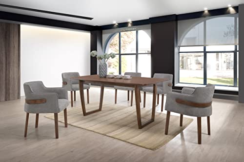 Limari Home Vivian Collection Modern Style Veneer Finished Rectangular 6 Person Dining Table With Solid Rubberwood Legs, Walnut