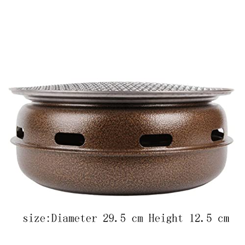 SEASD Household Barbecue Grill Korean Carbon Oven Baking Tray Round Barbecue Machine Fried Meat Pot ( Color : white-Patch five-pointed star4 , Size : 29.5*12.5cm )