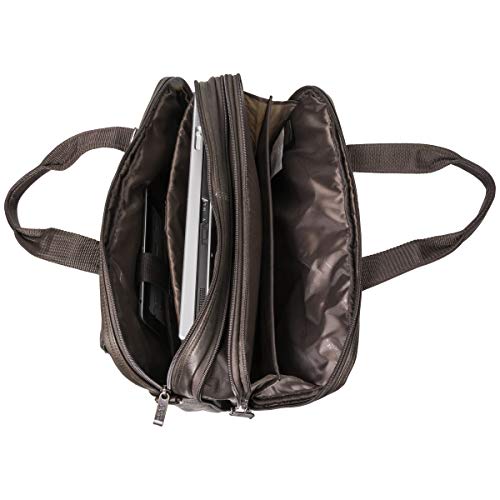 Kenneth Cole Reaction Full-Grain Colombian Leather Briefcase Expandable RFID 15.6" Laptop Computer Business Portfolio Shoulder Bag, Brown
