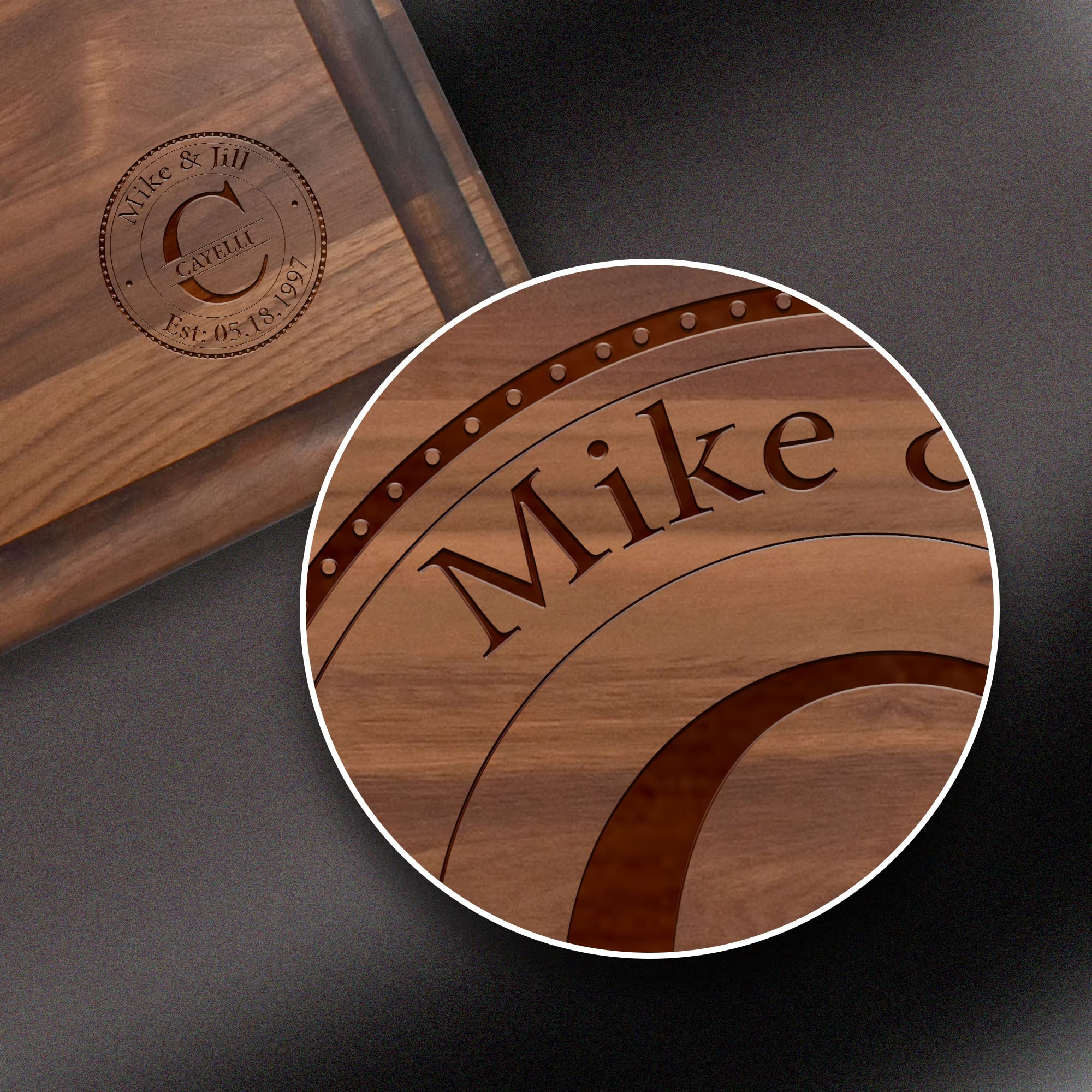 Personalized Wood Monogram Cutting Board - Custom Maple, Cherry and Walnut Cutting Boards for Wedding, Couples Anniversary, Housewarming Gift - Engraved and USA Made Customized Kitchen Decor Gifts