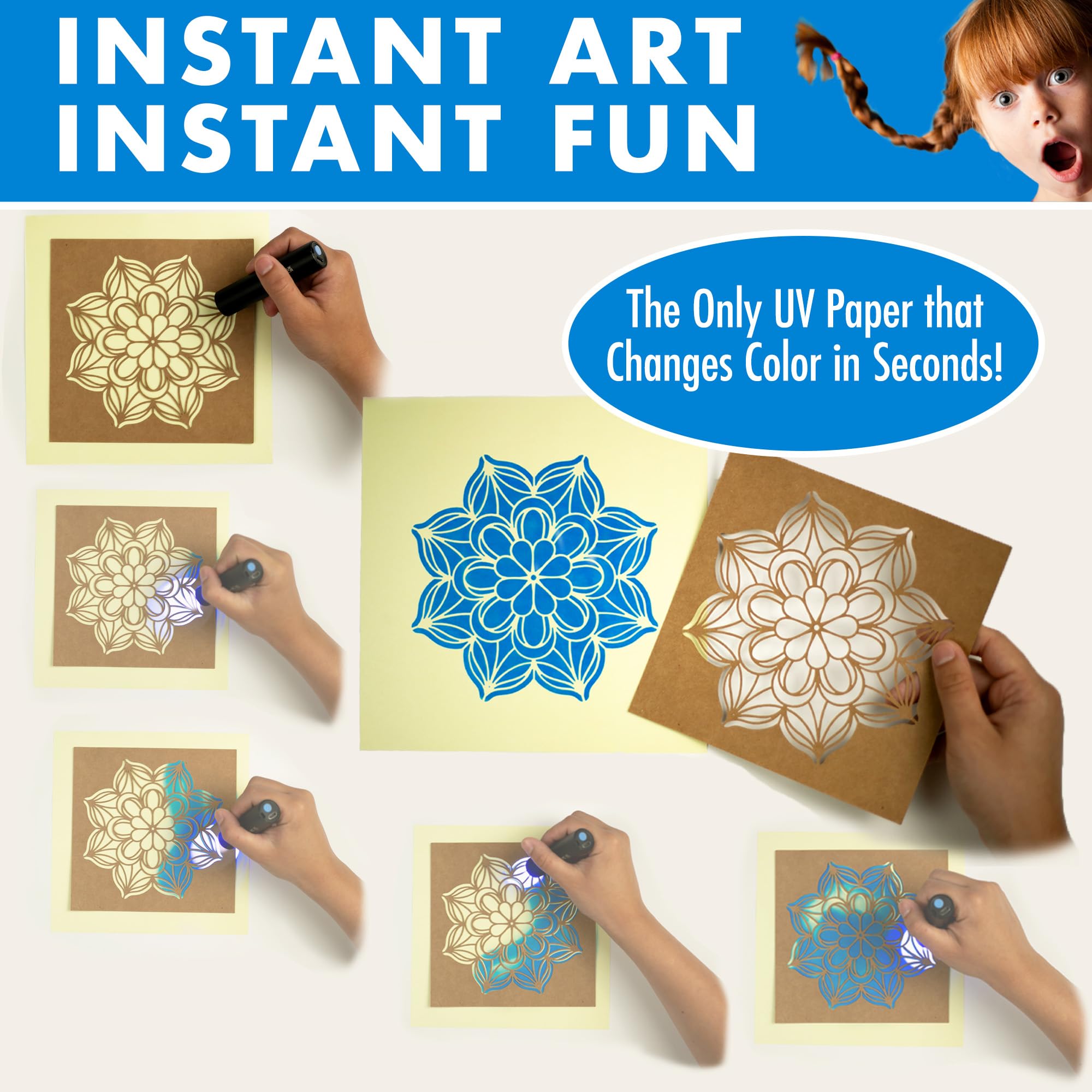 Starlight Cyanotype Kit | Instant 8"x10" Cyanotype Paper β No Water Needed | Sun Printing Kit for Kids, Crafts & Science β 20 Sheets of Sun Paper