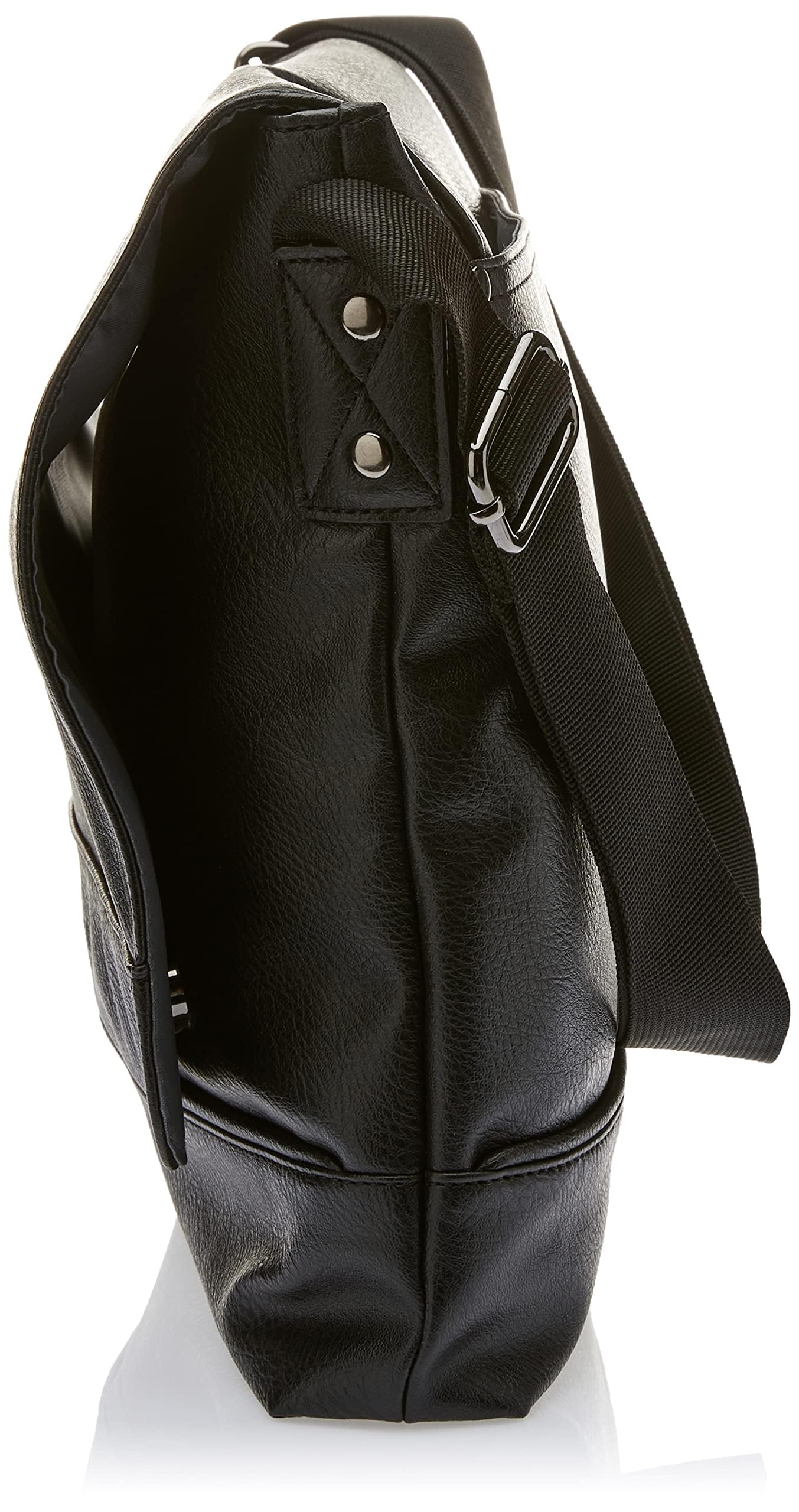 Kenneth Cole REACTION Grand Central Pebbled Vegan Leather Slim Messenger Bag Crossbody Tablet Case, Black Laptop