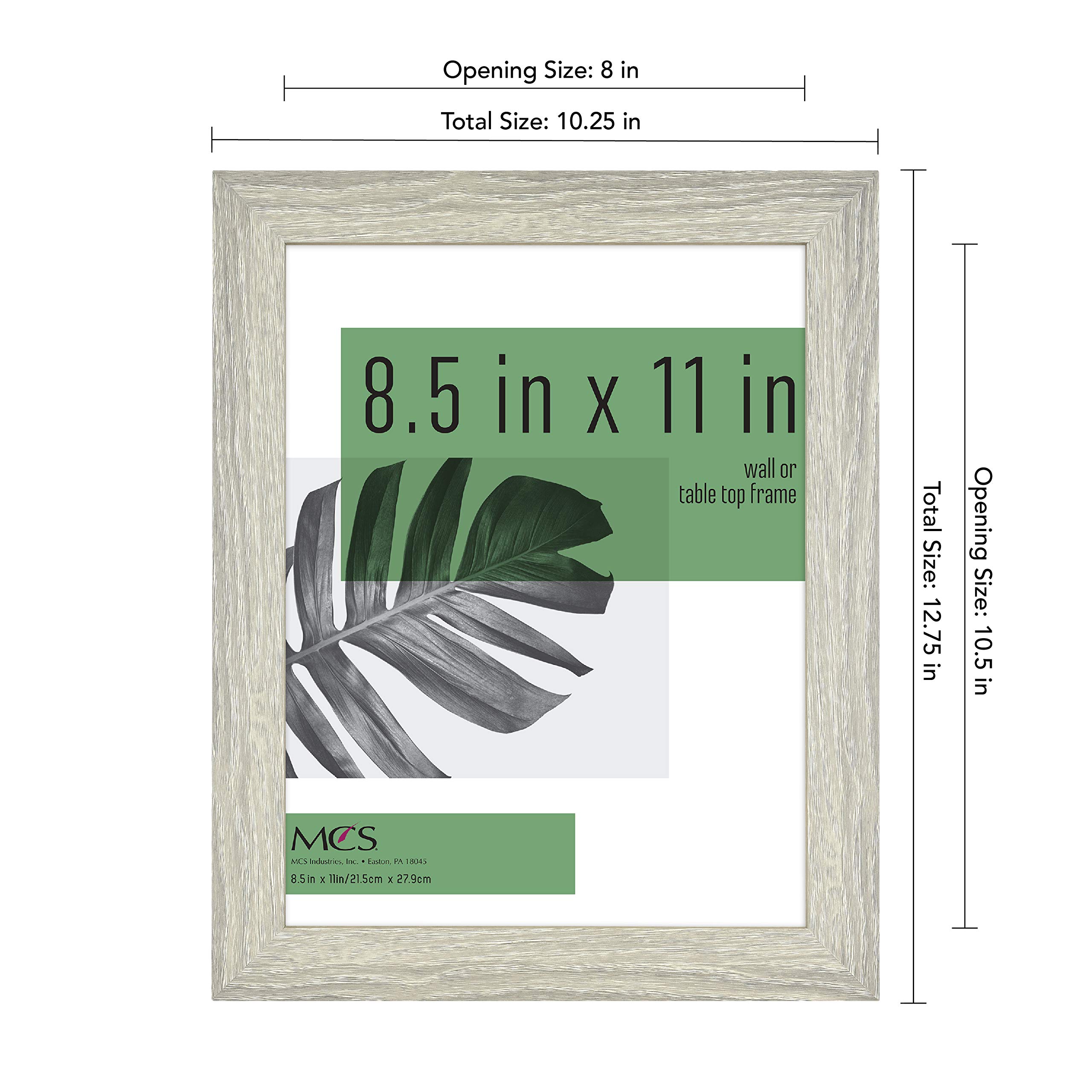 MCS Studio Gallery 8.5x11 Picture Frame Gray Woodgrain, Rectangle Photo Frame for Photos, Posters & Art Prints & Easel for Tapletop Display (2-Pack)