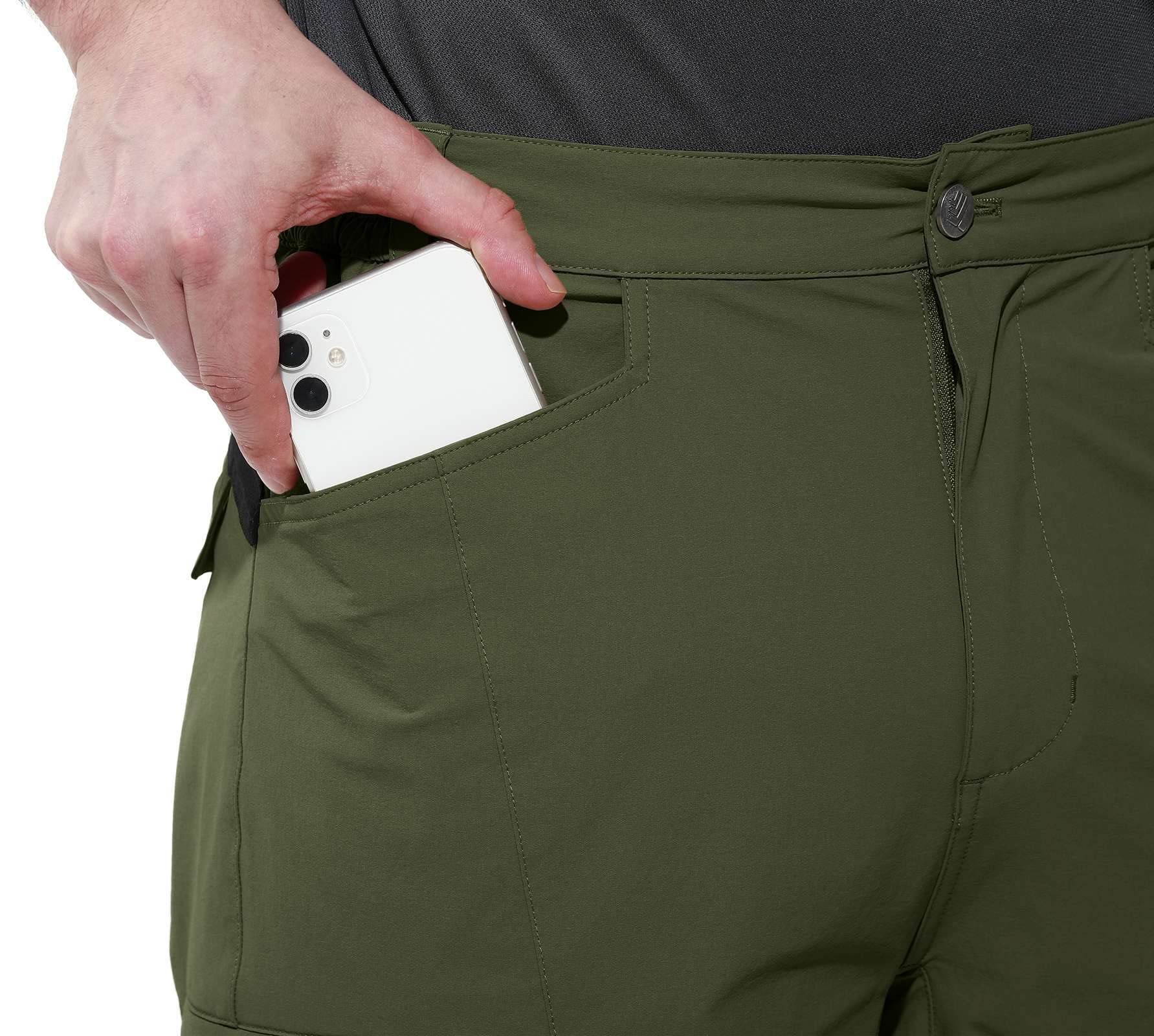 Rdruko Men's Work Shorts Lightweight Quick Dry Outdoor Hiking Fishing Shorts 8 Pockets(Army Green, US 32)