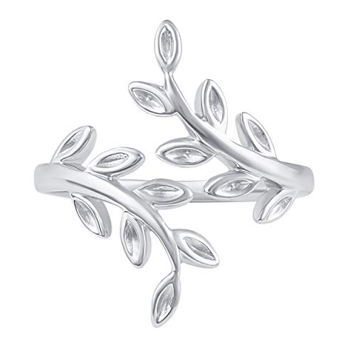Prime and Pure Olive Branch Leaf Wrap Ring in 925 Sterling Silver (8)