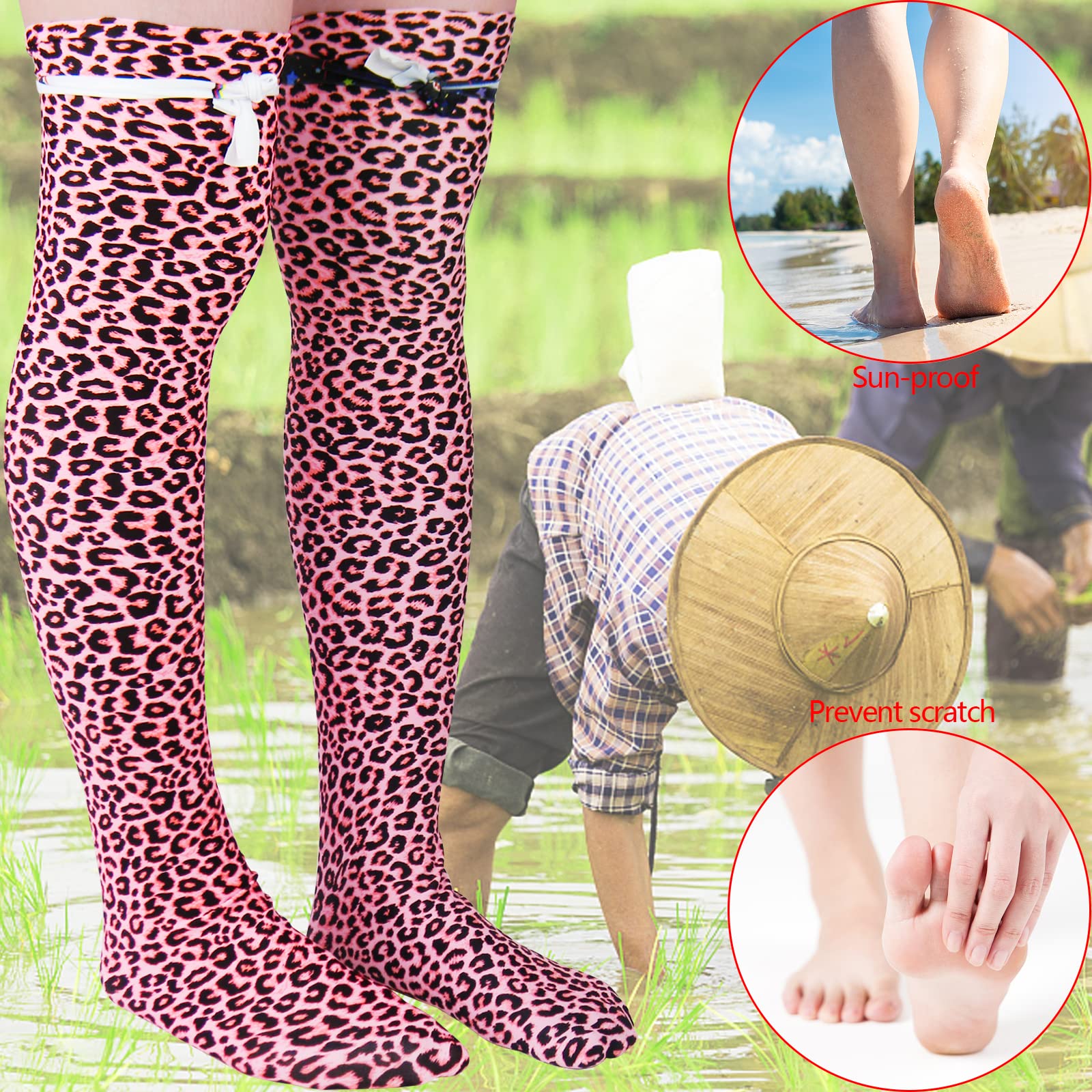 PSMILE 2Pairs Patterns Outdoor Cycling Overknee High Socks UV Protection Quick Dry Summer Cooling Tube Socks for Men Women