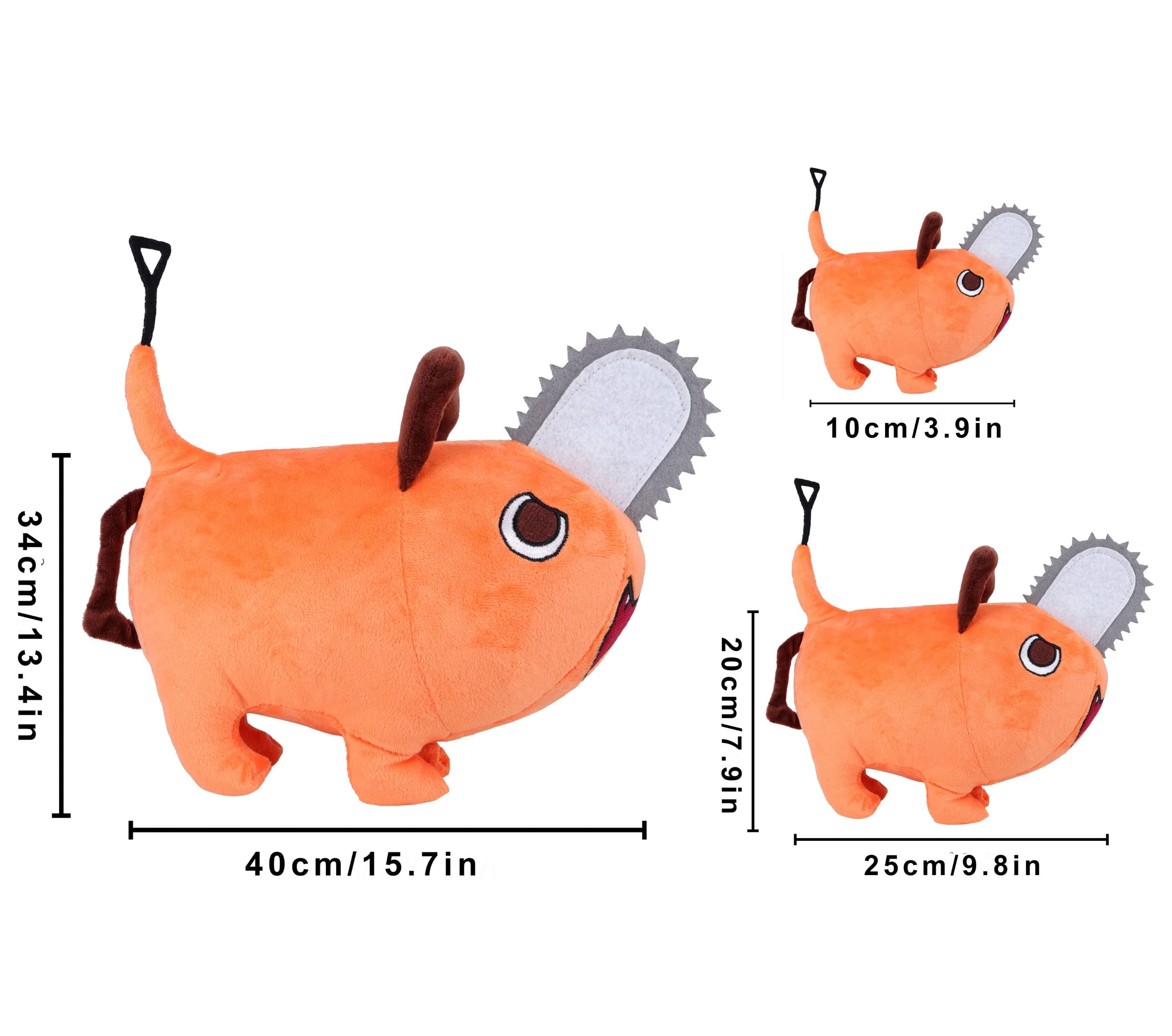 Roffatide Anime Plushie Chainsaw Man Plush Pendant 3.9'' Pochita Fluffy Keyrings Orange Cute Stuffed Keychains