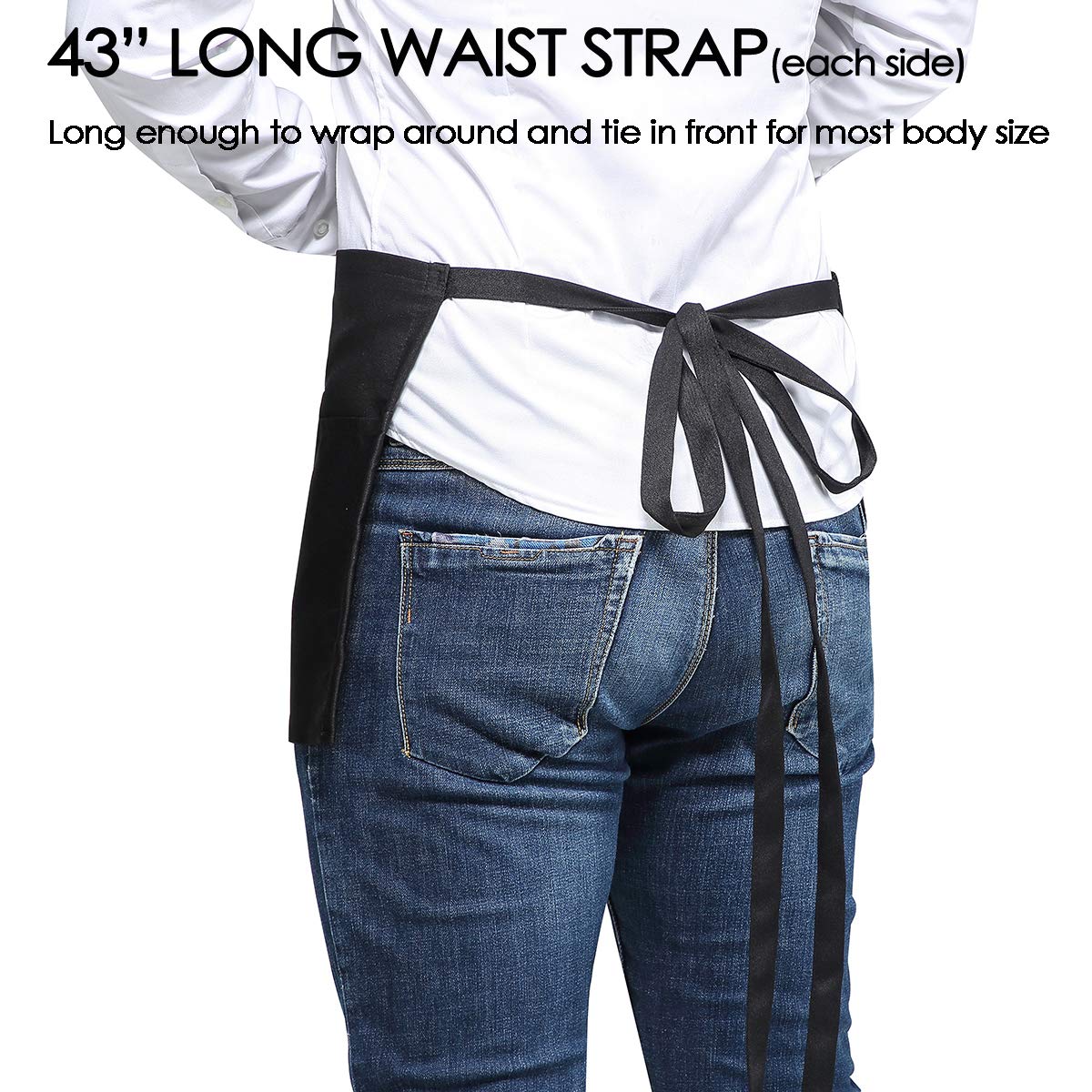 SONGXIN Server Aprons with 3 Deep Pockets - Waist Apron Waiter Waitress Apron