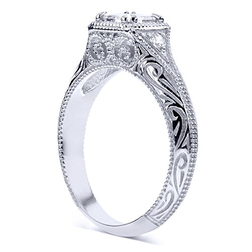 Kobelli Diamond Antique Style Filigree Engagement Ring 5/8 CTW in 14k White Gold, Size 6