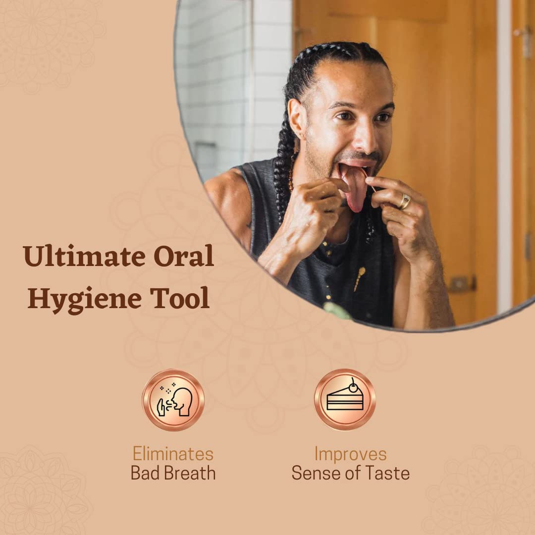 The Legend Pack of 1 Ayurveda Heavenly Copper Tongue Cleaner or Scraper | Metal Tongue Scraper and Handmade