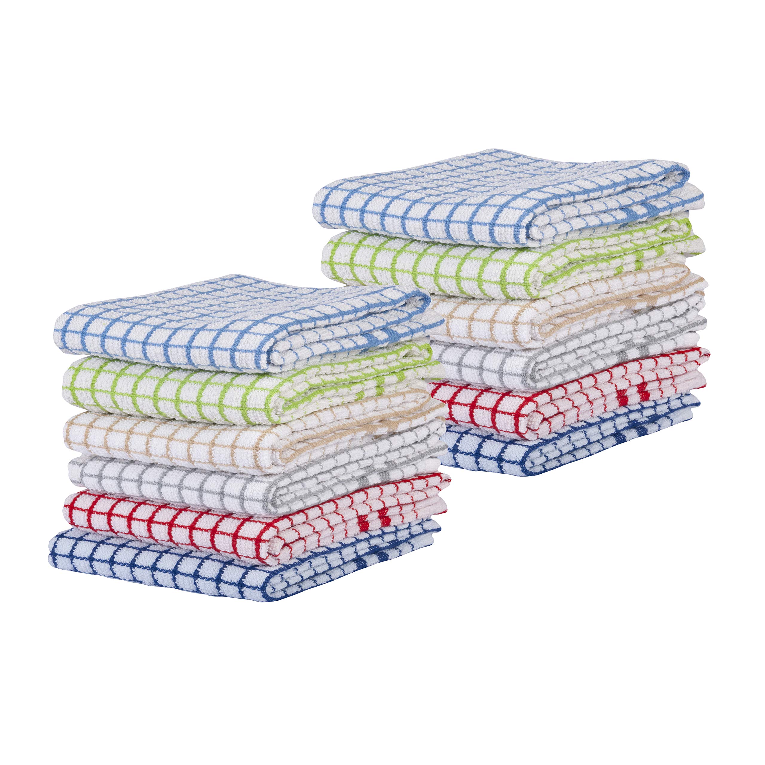Neolino Terry Kitchen Towels, 100% Cotton Kitchen Dish Towels, Set of 12 (15 x 25 Inches)-400 GSM - Absorbent Kitchen Towels perfect for Every Day Use - Multi Coloured