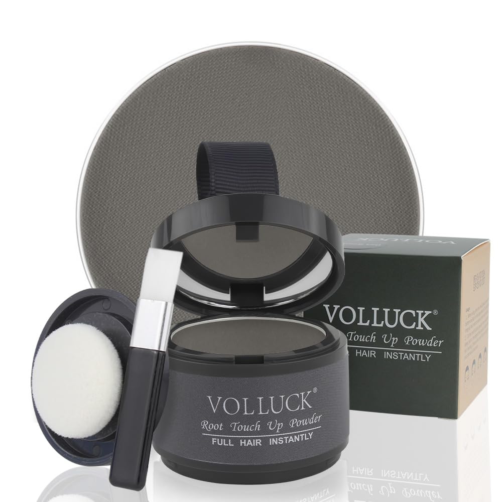 VOLLUCK Root Touch Up Hair Powder Root Cover Up Hairline Shadow Powder Stick, Root Touch Up for Thinning Hair for Women and Men, Bald Spots, Eyebrows, Beard Line, Gray